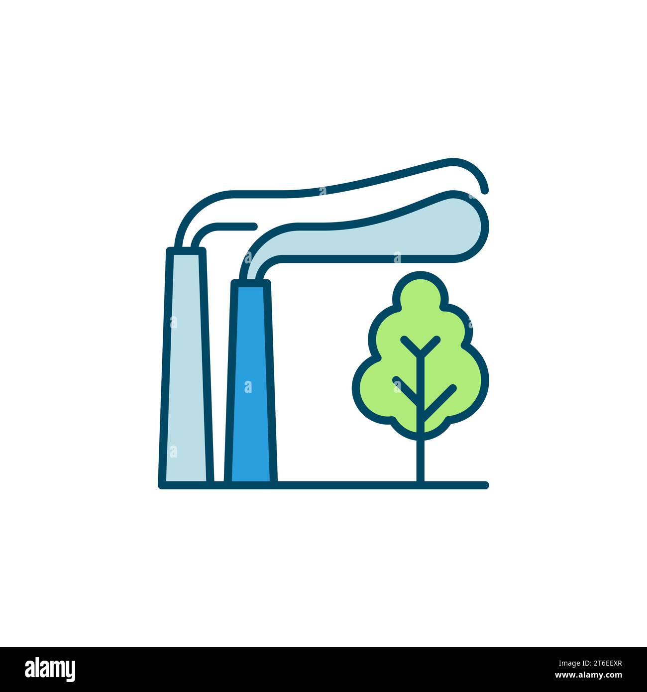 Factory Pipes with Smoke and Tree vector Chimney Carbon Dioxide CO2 ...