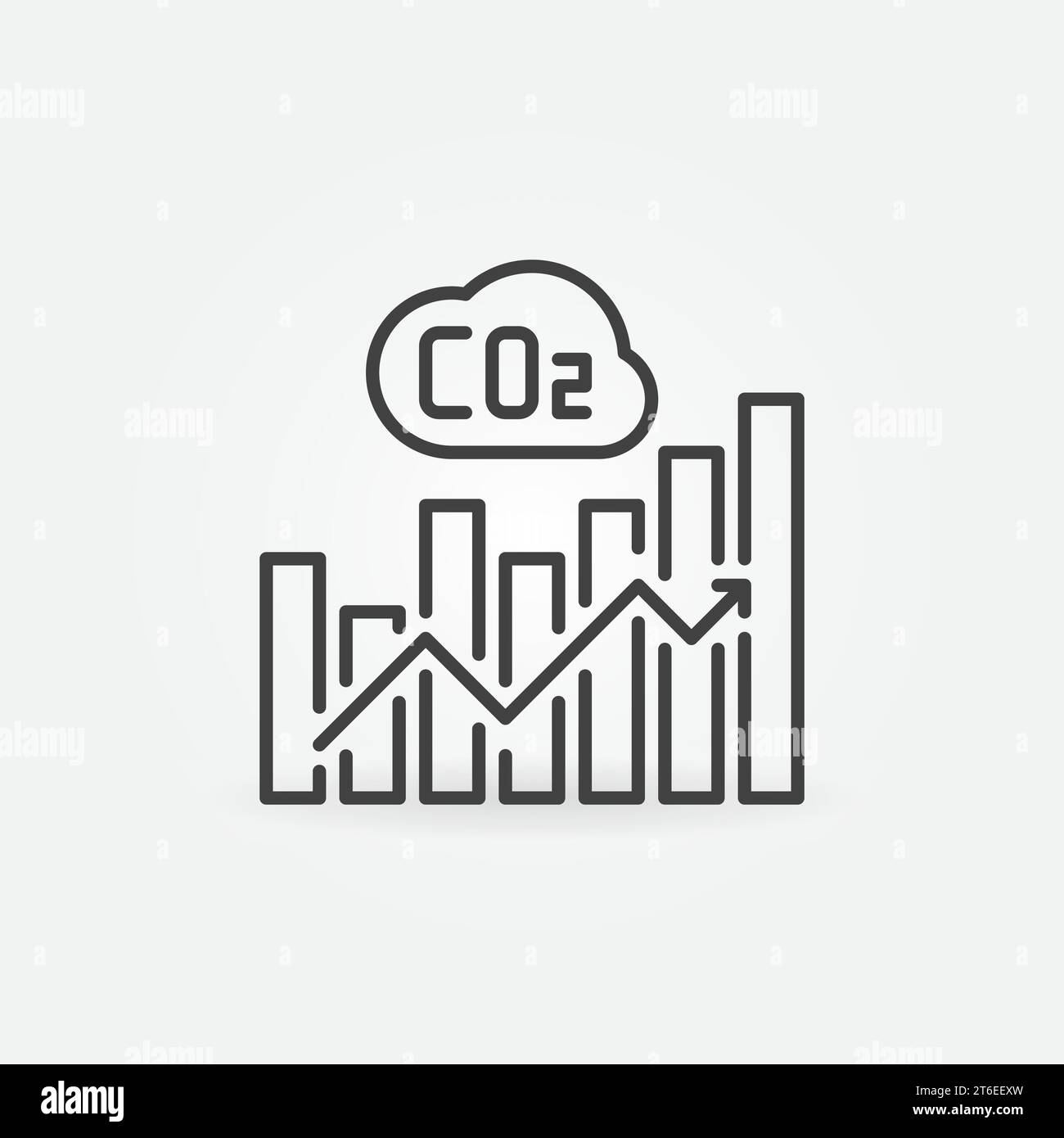 Carbon Dioxide CO2 Bar Chart with Arrow linear vector concept icon or ...