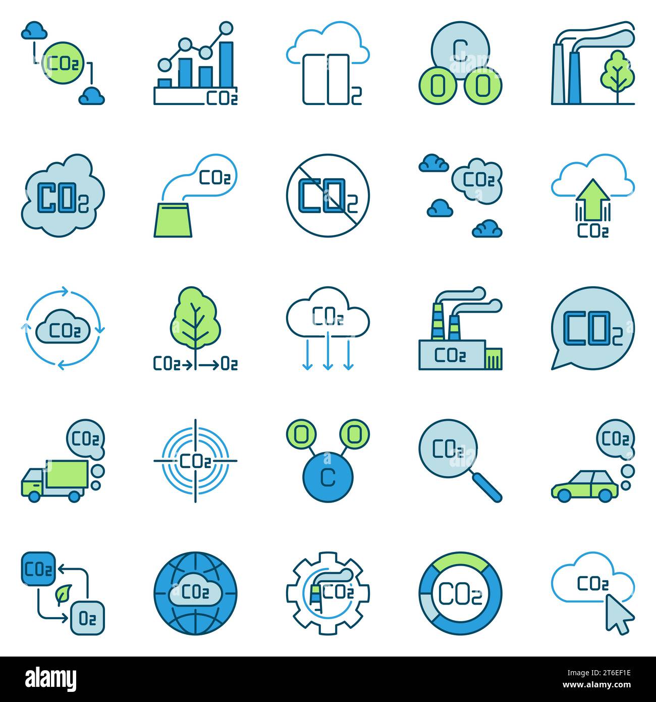 Carbon Dioxide CO2 creative icons set. Vector Clouds, Co2 Gas Reduction ...