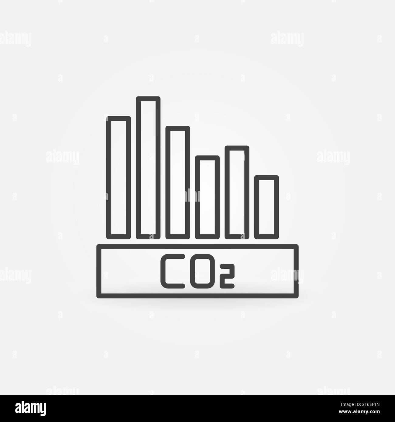 CO2 Carbon Dioxide Bar Chart outline vector concept minimal icon or ...