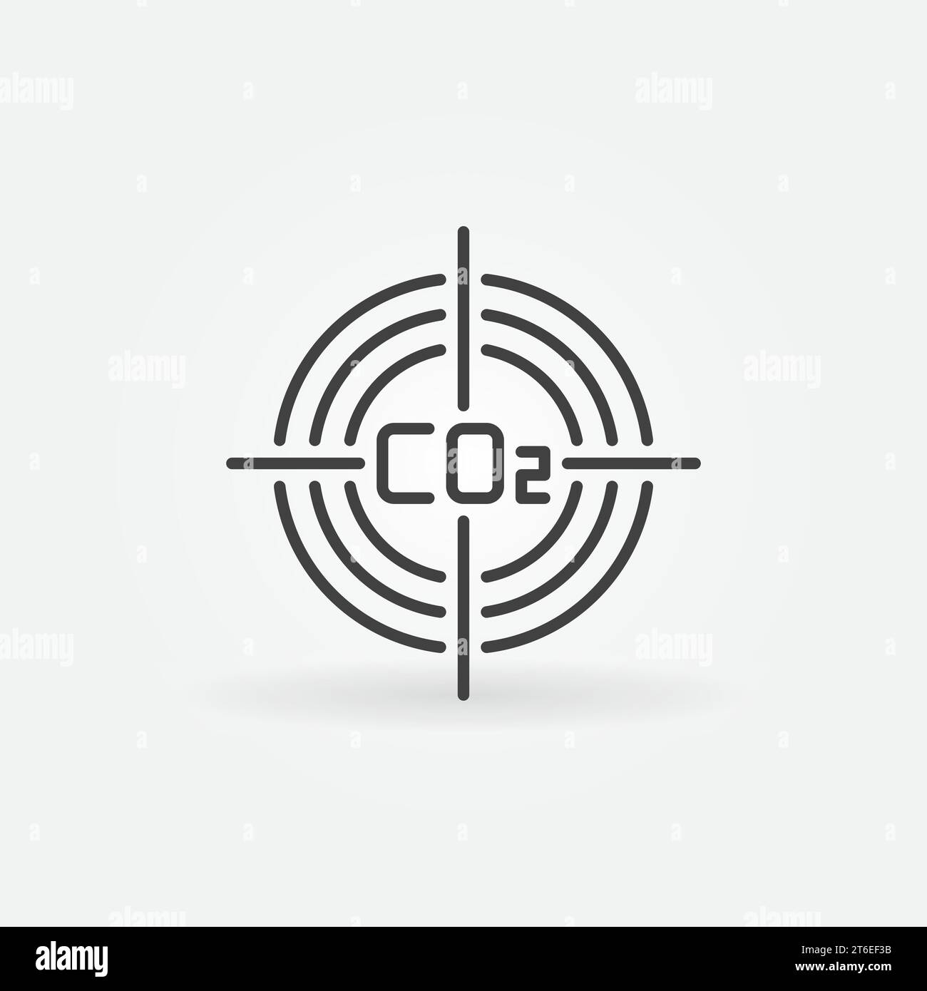 Target with Carbon Dioxide CO2 vector concept icon or symbol in thin ...