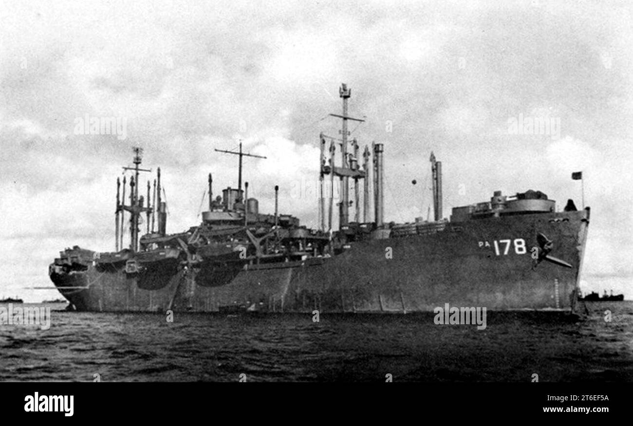 USS Lander (APA-178) at anchor, in 1945 Stock Photo - Alamy