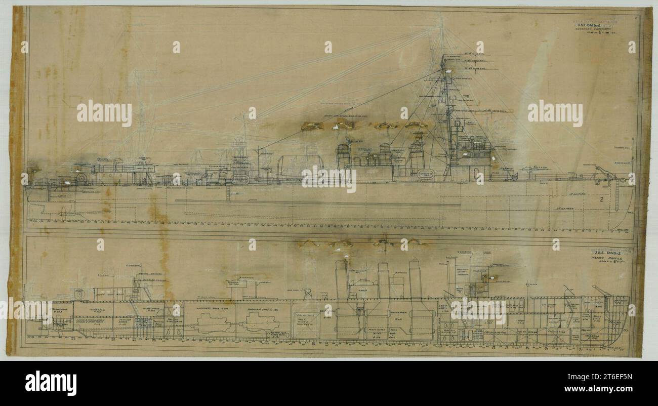USS Lamberton (DMS-2)- Outboard Profile; Inboard Profile Stock Photo ...
