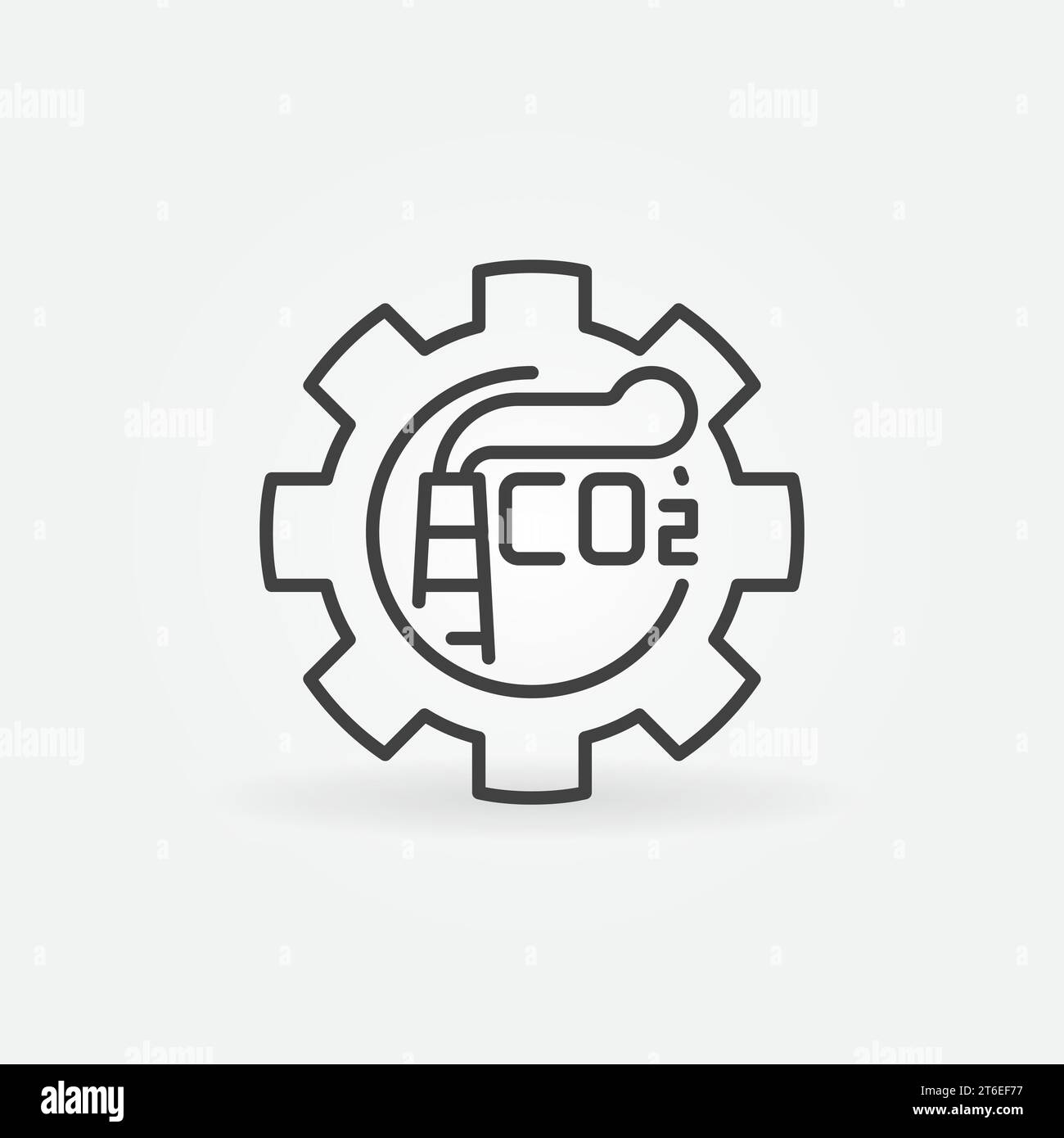 Cog Wheel with Carbon Dioxide CO2 linear vector concept icon or logo ...