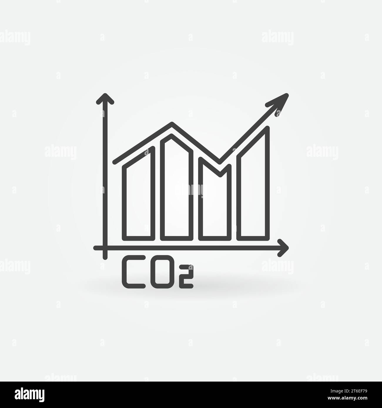 CO2 Graph - Carbon Dioxide Bar Chart with Arrow vector thin line ...