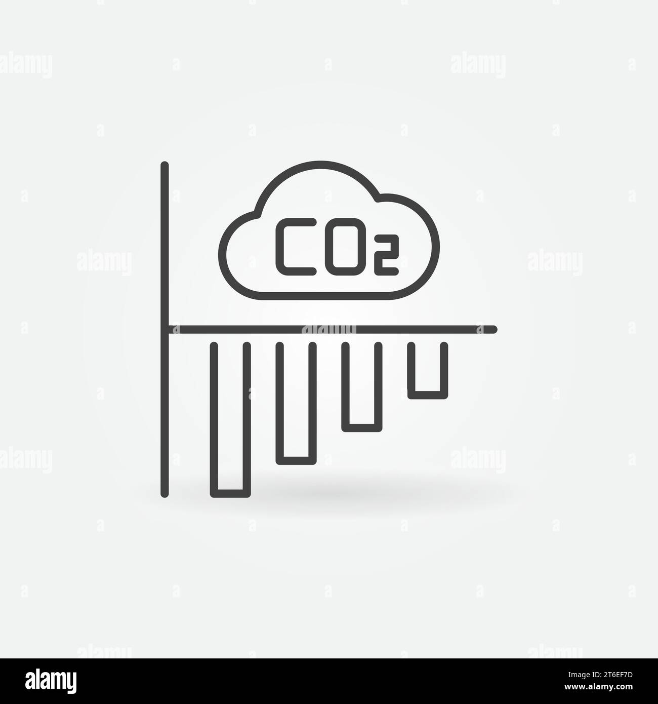 CO2 Cloud and Bar Chart outline vector concept icon or design element ...