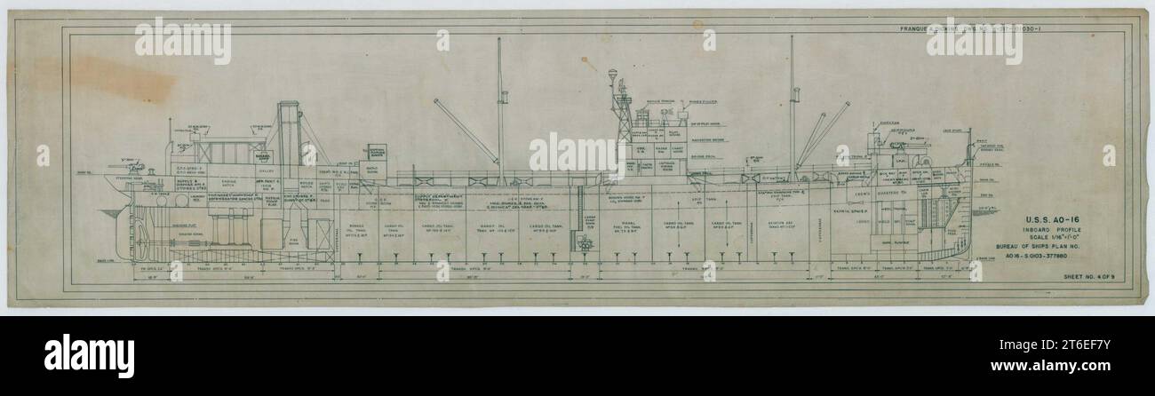 USS Laramie (AO-16)- Inboard Profile Stock Photo - Alamy