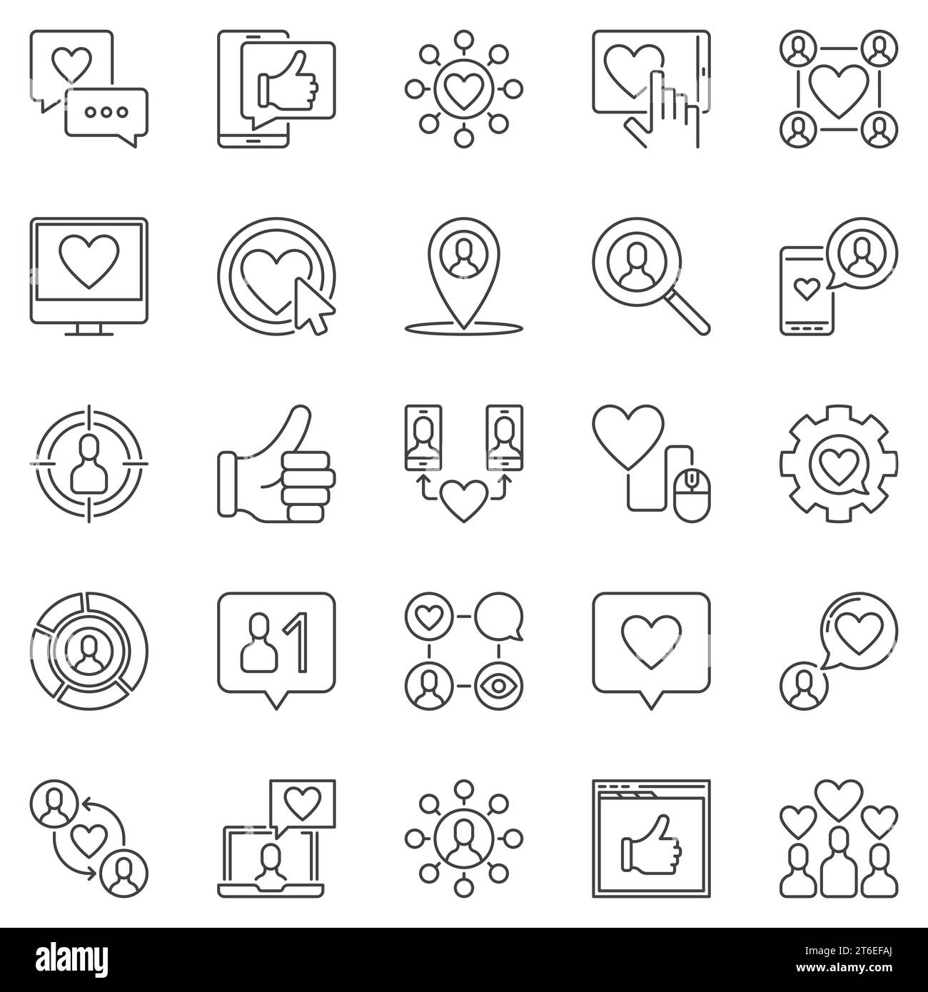 Social Media outline icons set - vector Communication, Review and ...