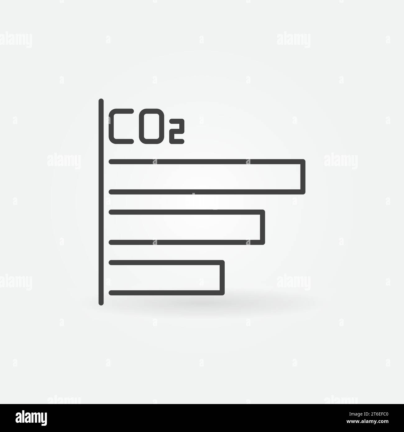 Carbon Dioxide CO2 Bar Chart vector concept icon or symbol in thin line ...