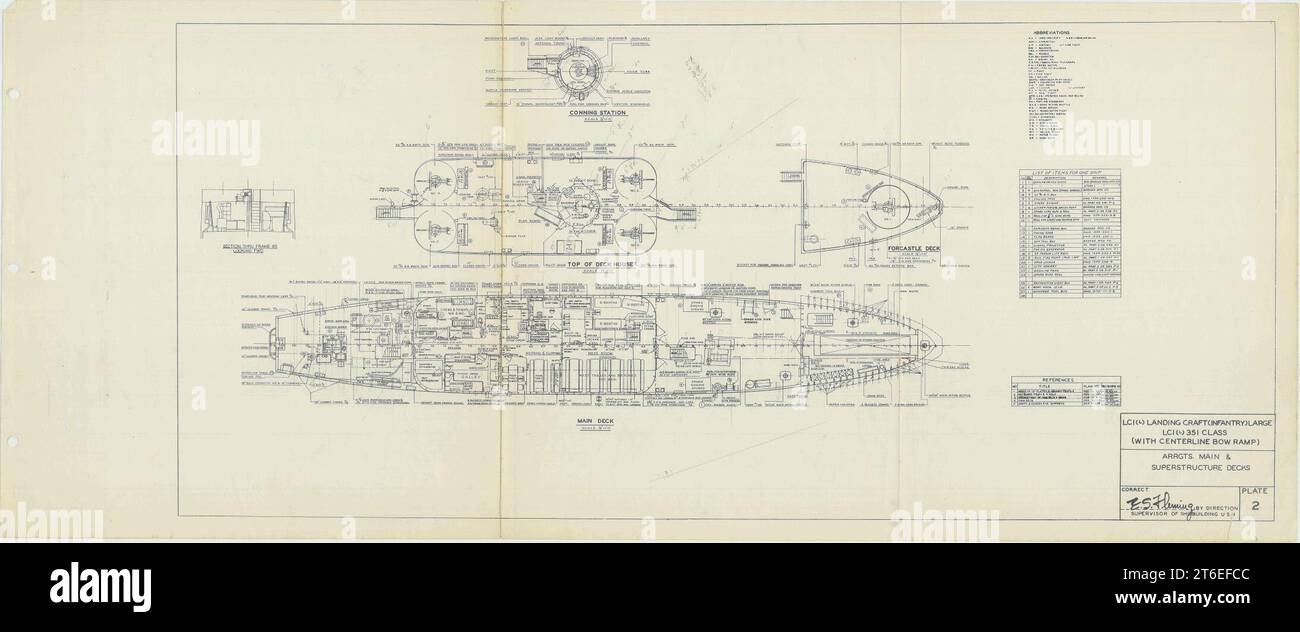 USS LCI(L)-351- Arrangements Main and Superstructure Decks Stock Photo ...