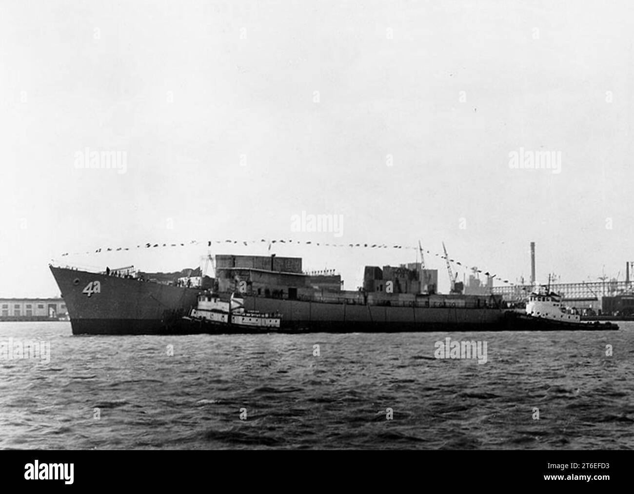 USS Lawrence (DDG-4) after launch at New York Shipbuilding in 1960 ...