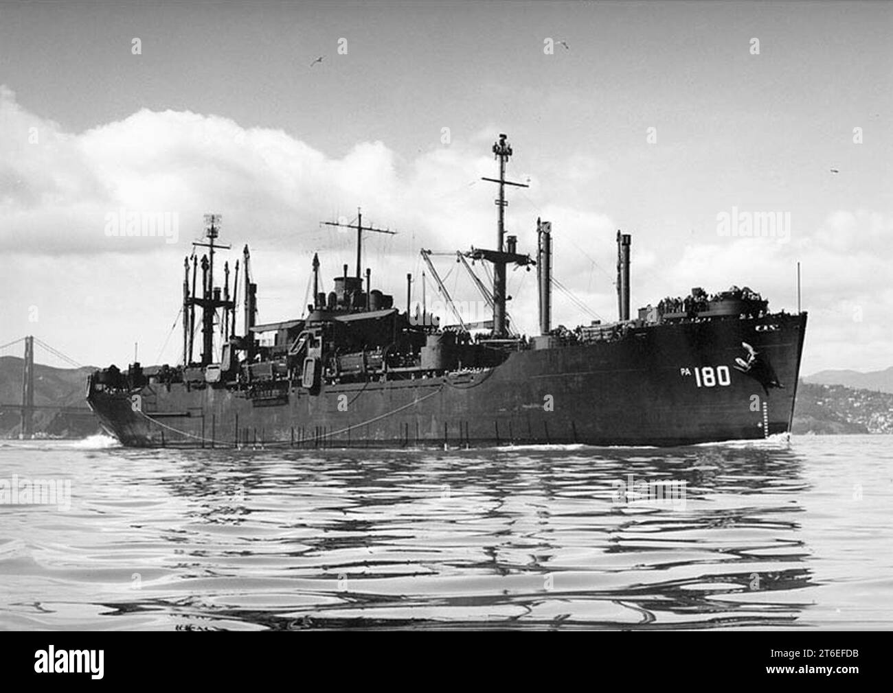 USS Lavaca (APA-180) underway in San Francisco Bay, California (USA ...
