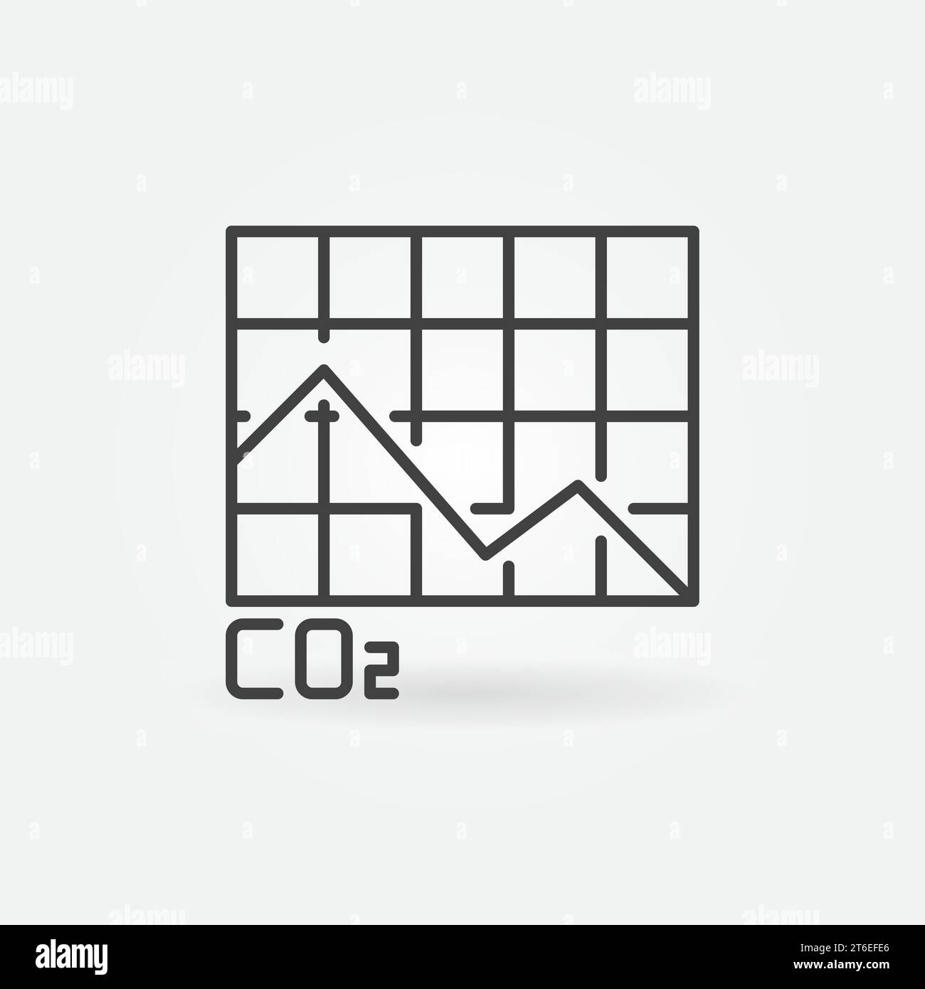 Table with CO2 Carbon Dioxide Line Chart vector concept line icon or ...