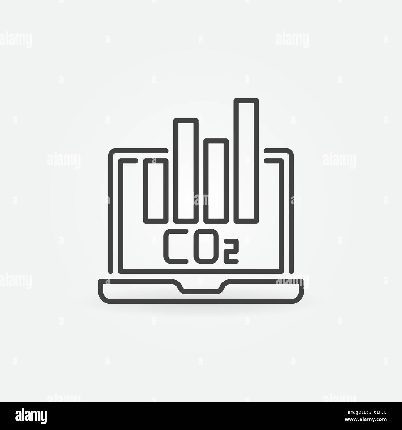 Laptop with CO2 Carbon Dioxide Bar Chart vector concept icon or symbol ...