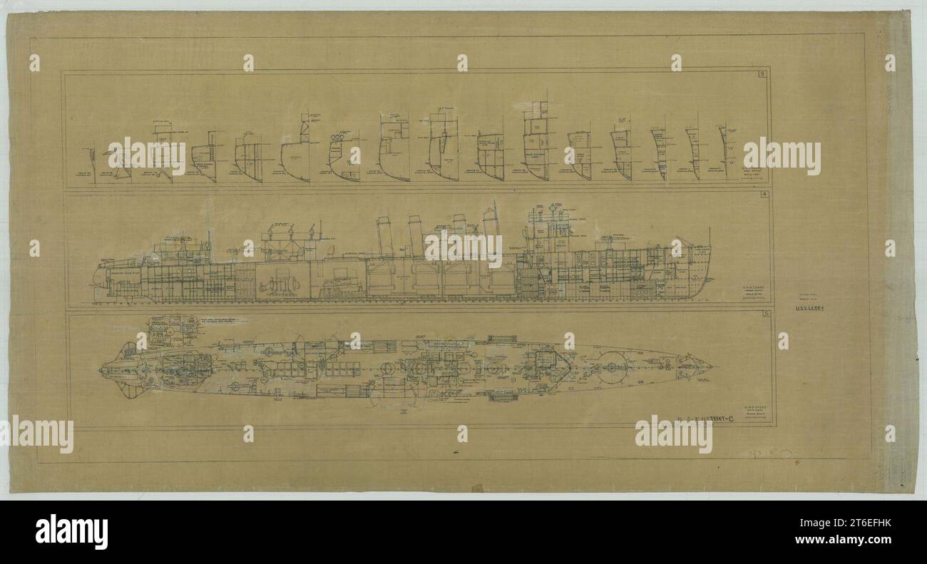 USS Leary (DD-158)- Cross Sections; inboard Profile; Main Deck Stock ...