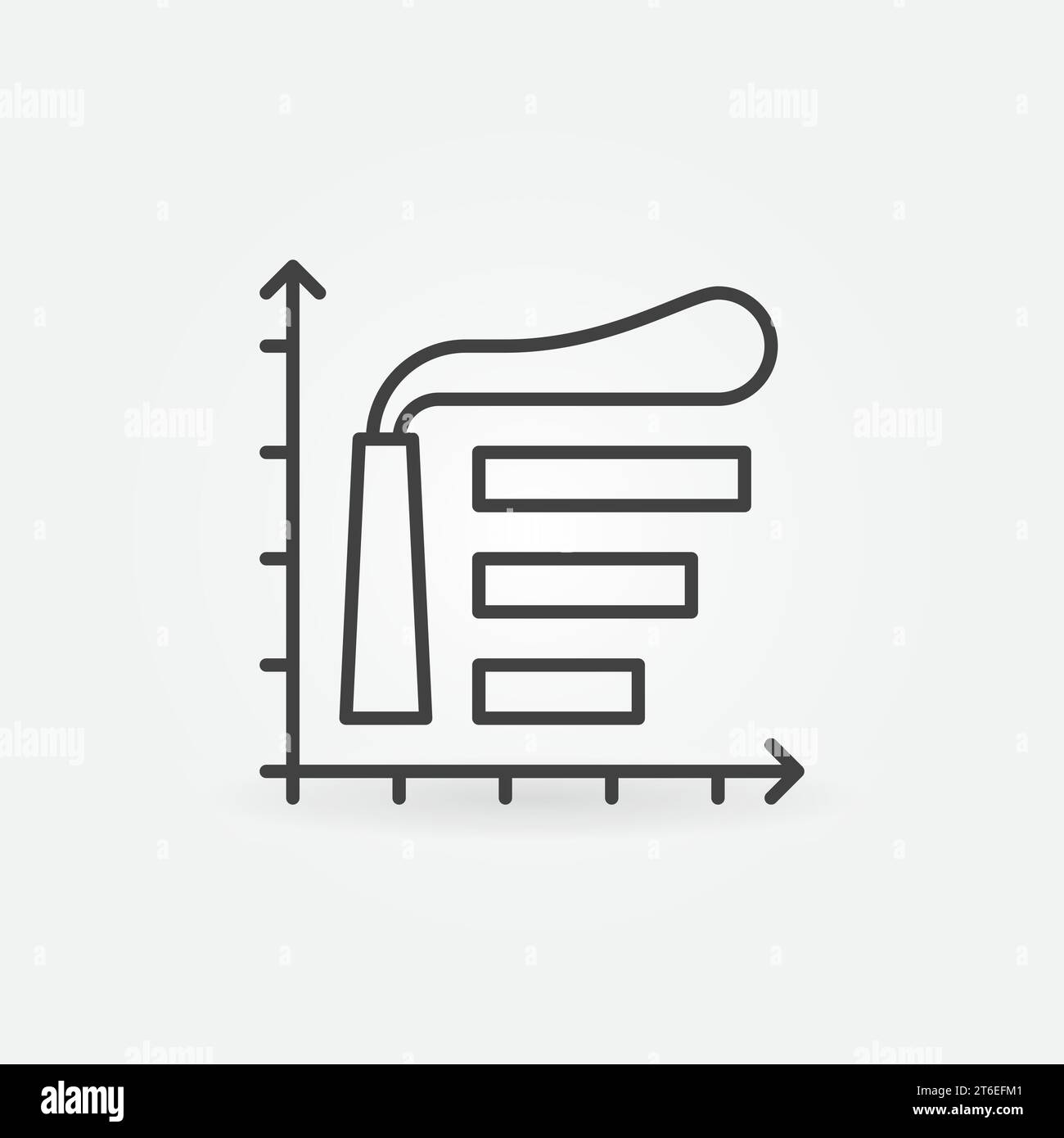 Graph with CO2 Factory Pipe Bar Chart outline vector concept icon or ...
