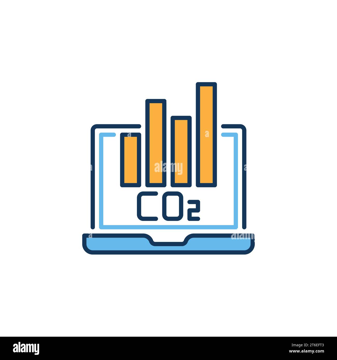 Laptop with CO2 Carbon Dioxide Bar Chart vector concept creative icon ...