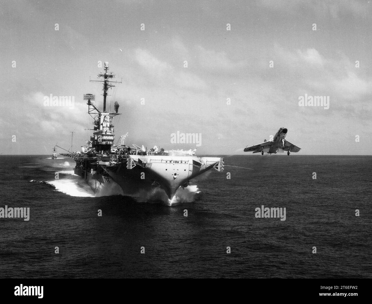 USS Lexington (CVA-16) launches McDonnell F3H-2 Demon of VF-213 on 11 ...