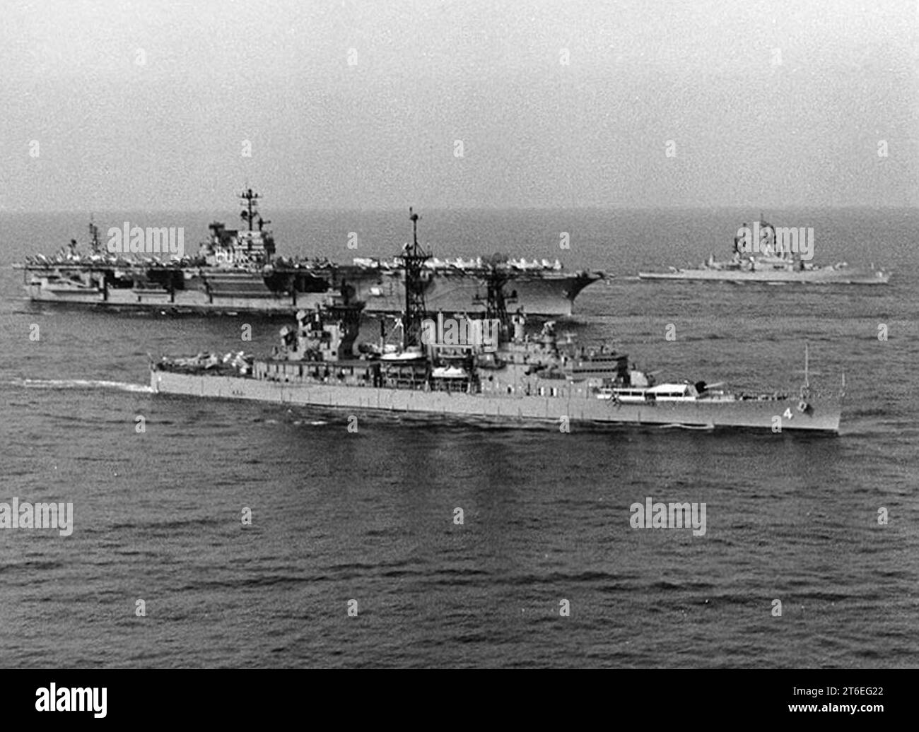 USS Little Rock (CG-4) and USS Saratoga (CV-60) in the Med 1976 Stock ...