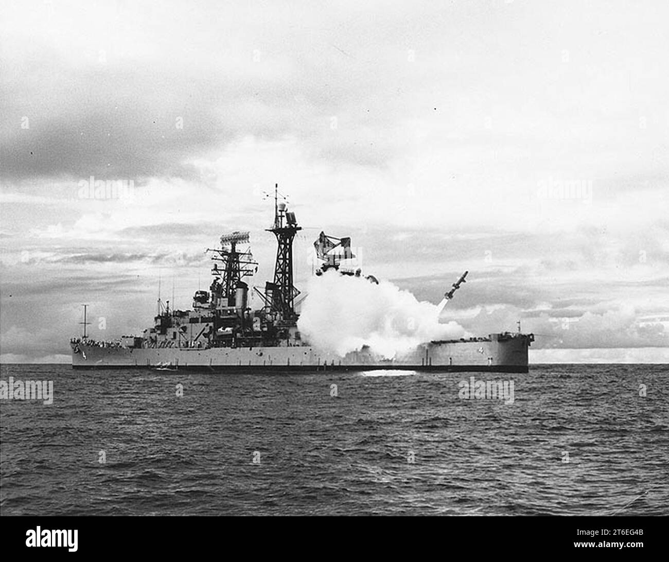 USS Little Rock (CLG-4) fires a RIM-8 Talos missile on 16 November 1961 ...