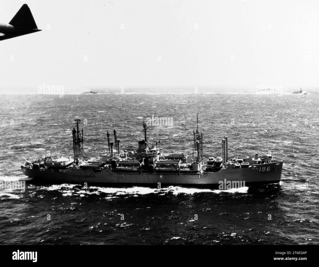 USS Logan (APA-196) underway at sea, circa in the mid-1950s Stock Photo ...