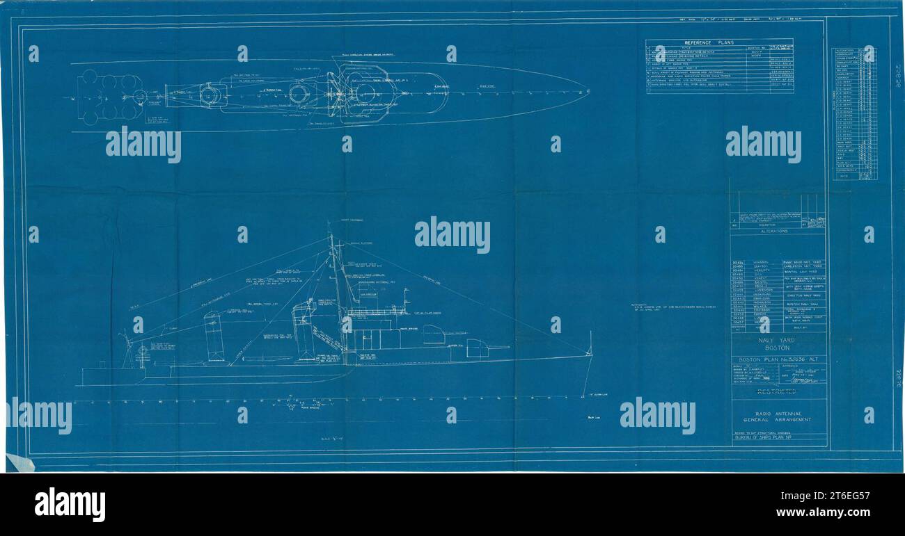USS Livermore (DD-429)- Radio Antennae General Arrangement Stock Photo ...