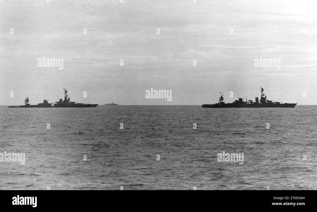 USS Louisville (CA-28) tows USS Chicago (CA-29) during the Battle of ...