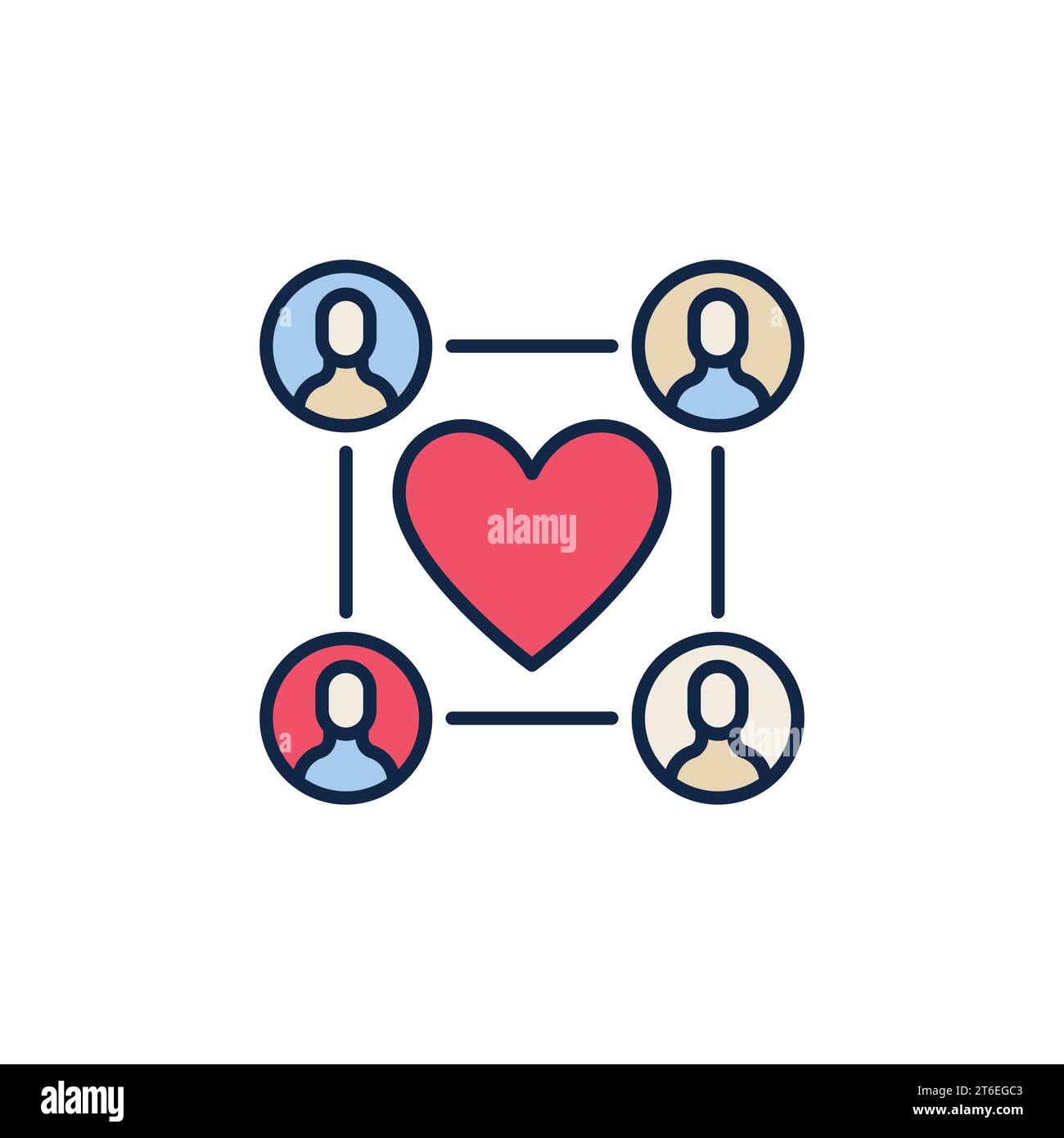 Social Network with Heart vector concept colored icon or logo element ...