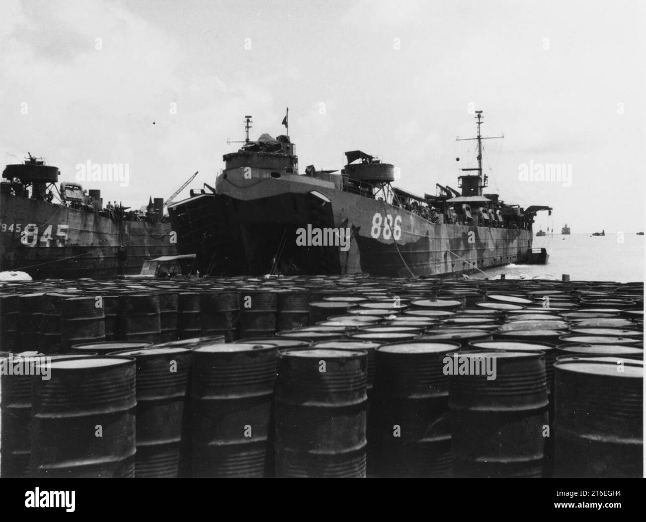 USS LST-886 and USS LST-945 Tinian circa December 1944-September 1945 ...