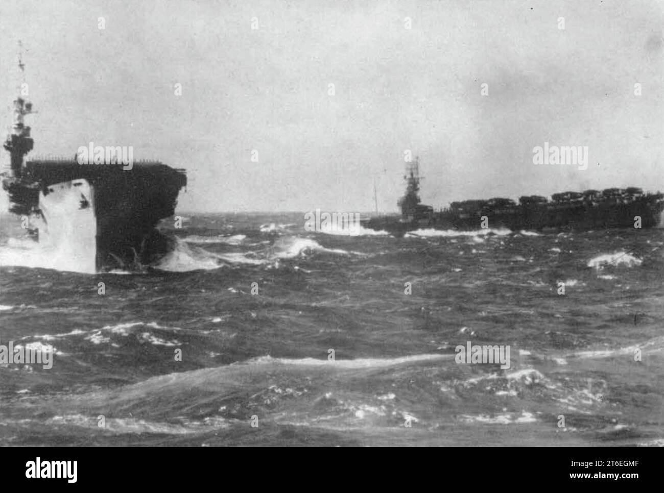 USS Lunga Point (CVE-94) and USS Makin Island (CVE-93) in a Western ...