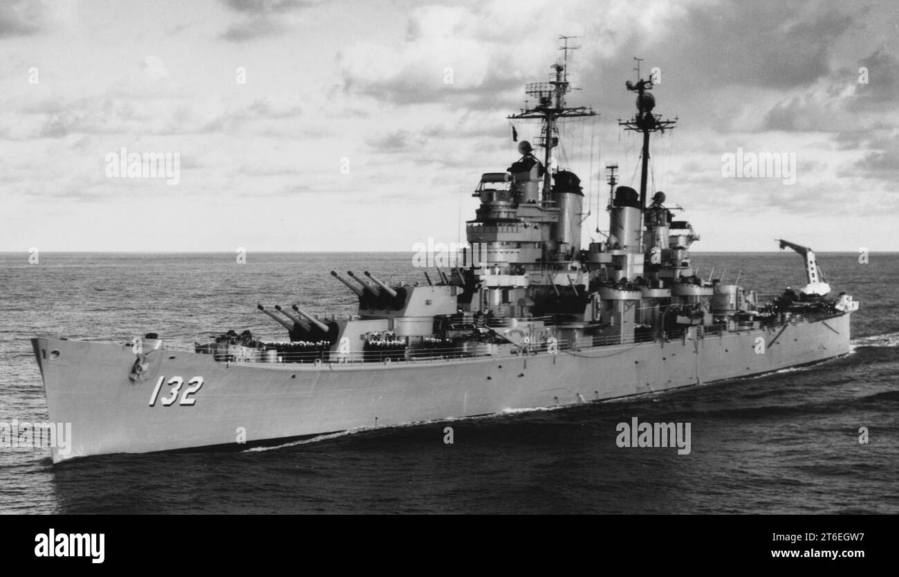 USS Macon (CA-132) underway on 6 October 1951 (cropped Stock Photo - Alamy