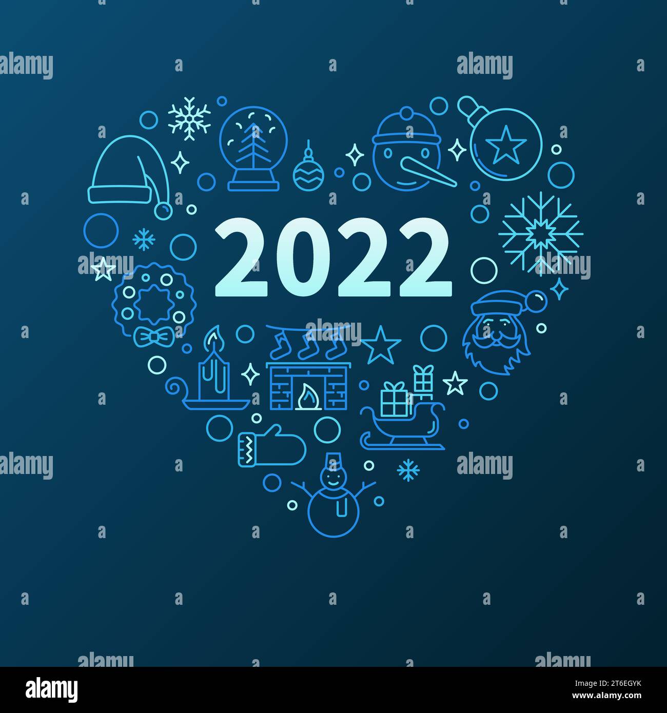 2022 New Year Banner or Poster with Round modern outline blue design ...
