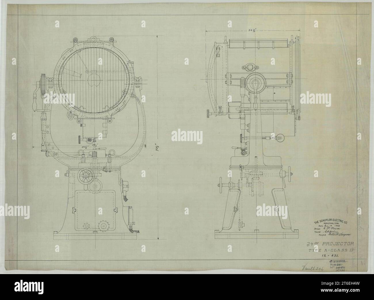 USS Maine (ACR-1)- 24 inch Projector Type A - Class D Stock Photo - Alamy