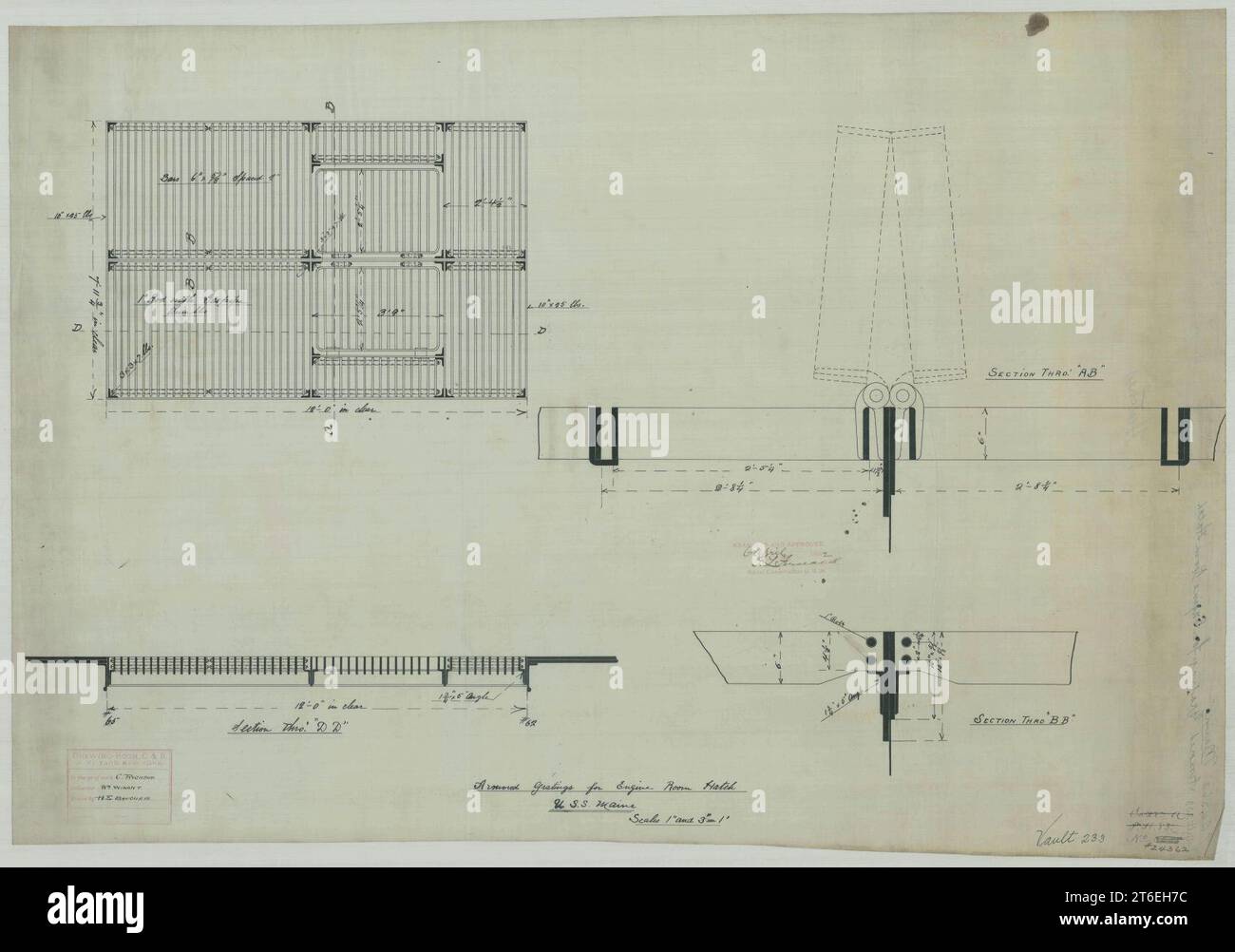 USS Maine (ACR-1)- Armored Gratings for Engine Room Hatch Stock Photo ...