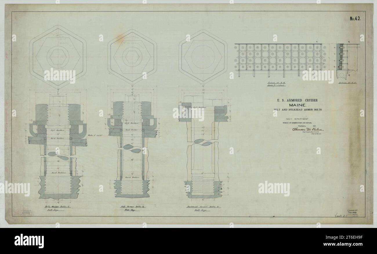 USS Maine (ACR-1)- Belt and Bulkhead Armor Bolts Stock Photo - Alamy