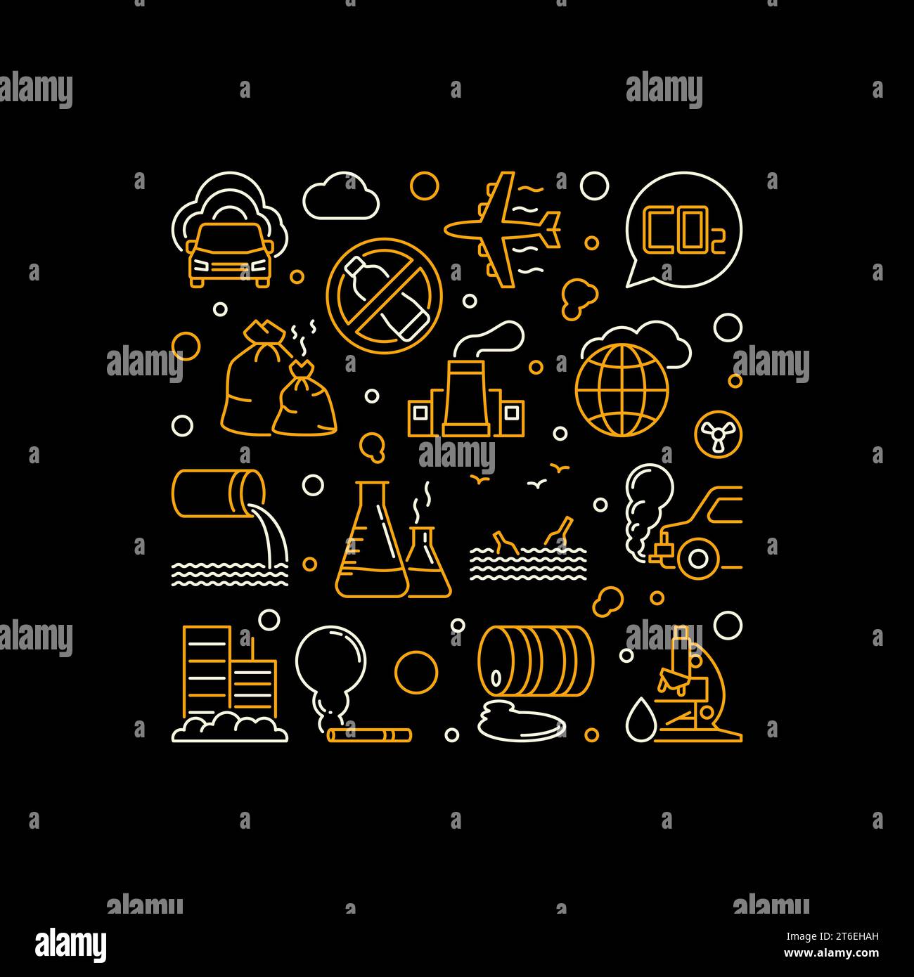 Nature or Environment Pollution vector concept outline square ...