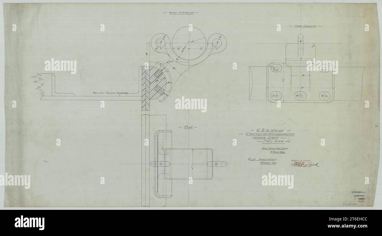 USS Maine (ACR-1)- Crutch for Accommodation Ladder Davit Stock Photo ...