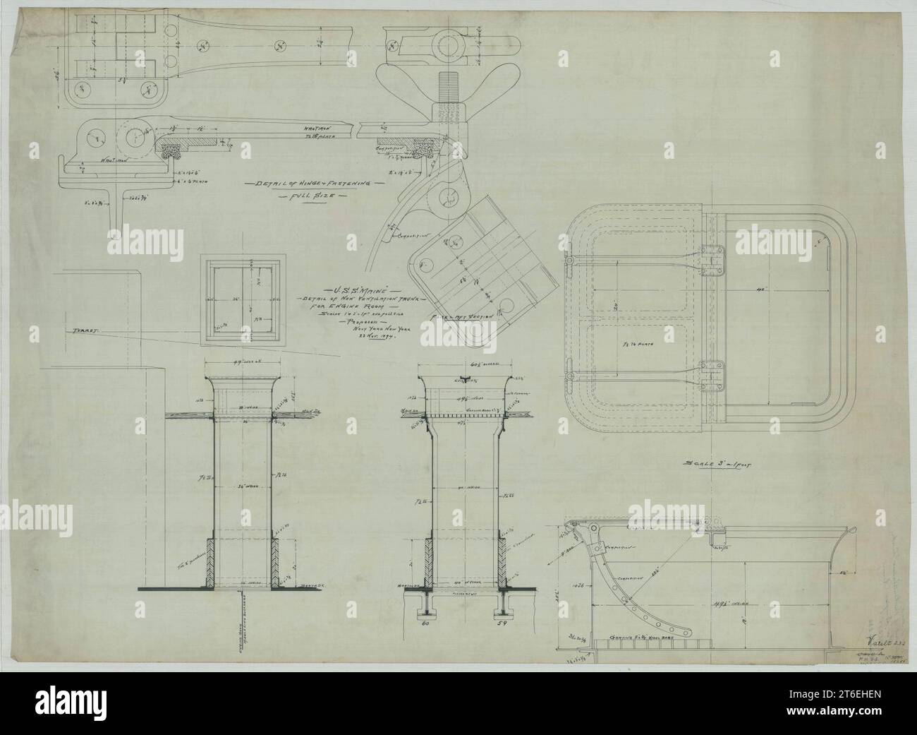 USS Maine (ACR-1)- Detail of New Ventilation Trunk for Engine Room ...
