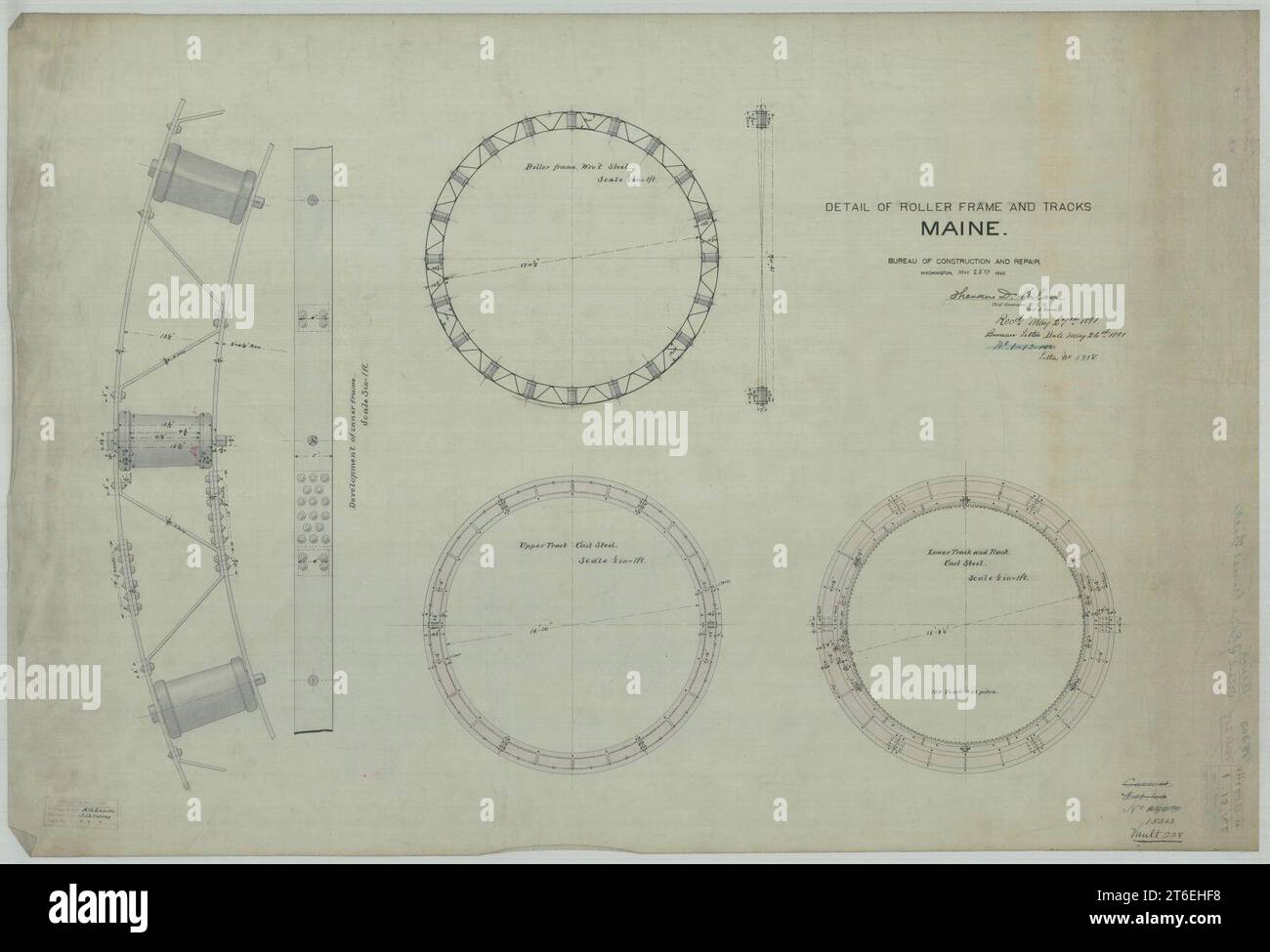 USS Maine (ACR-1)- Detail of Roller Frame and Tracks Stock Photo - Alamy