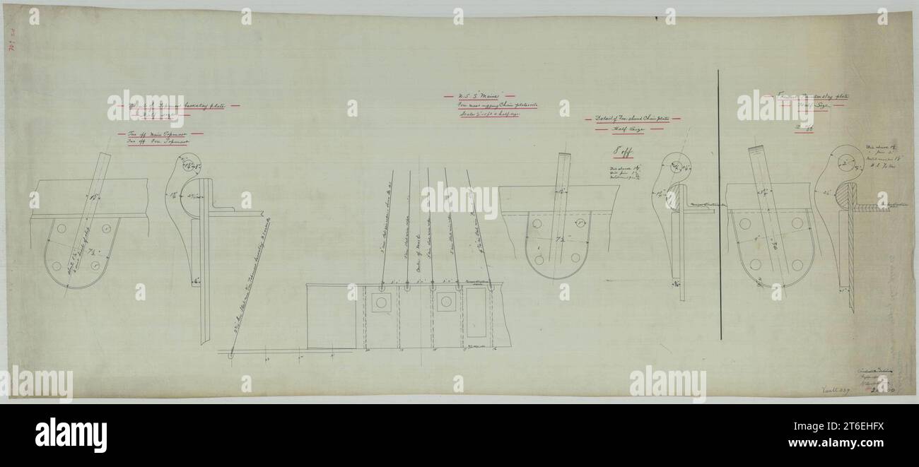USS Maine (ACR-1)- Detail of Topmast backstay plate - Fore mast rigging ...