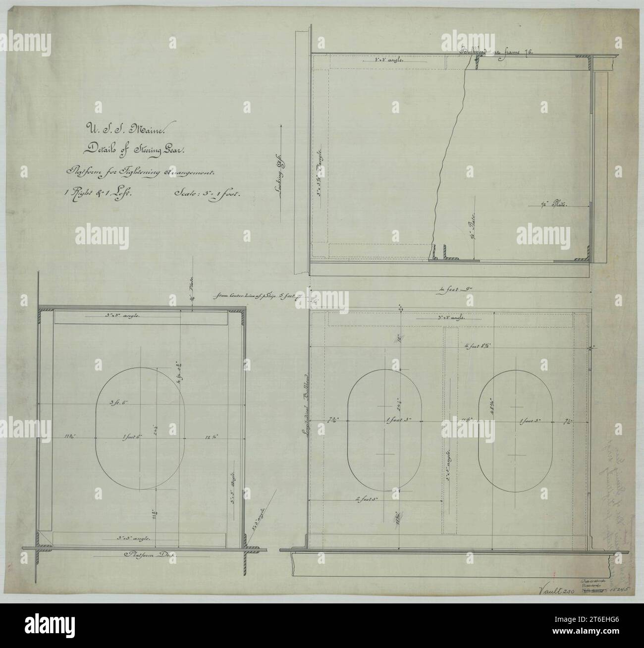 USS Maine (ACR-1)- Details of Steering Gear Platform for Tightening ...