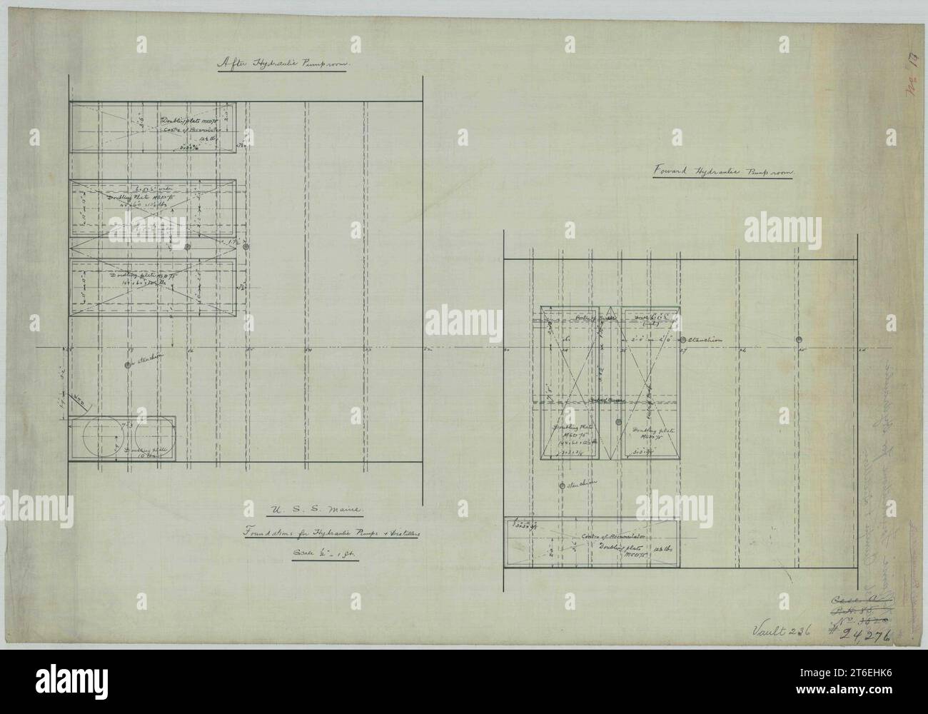 USS Maine (ACR-1)- Foundations for Hydraulic Pumps & Distillers Stock ...