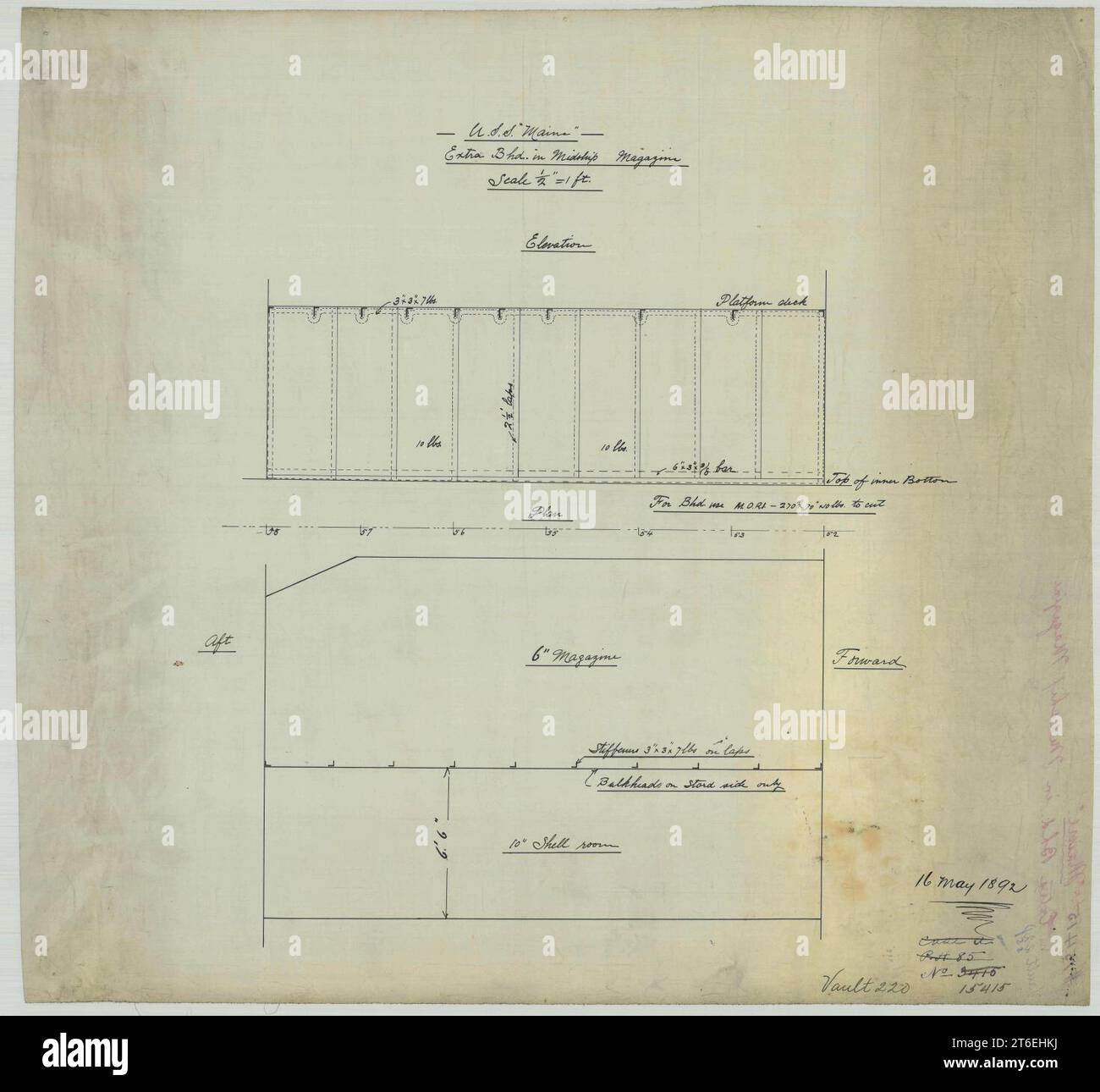 USS Maine (ACR-1)- Extra Bhd. In Midship Magazine Stock Photo - Alamy