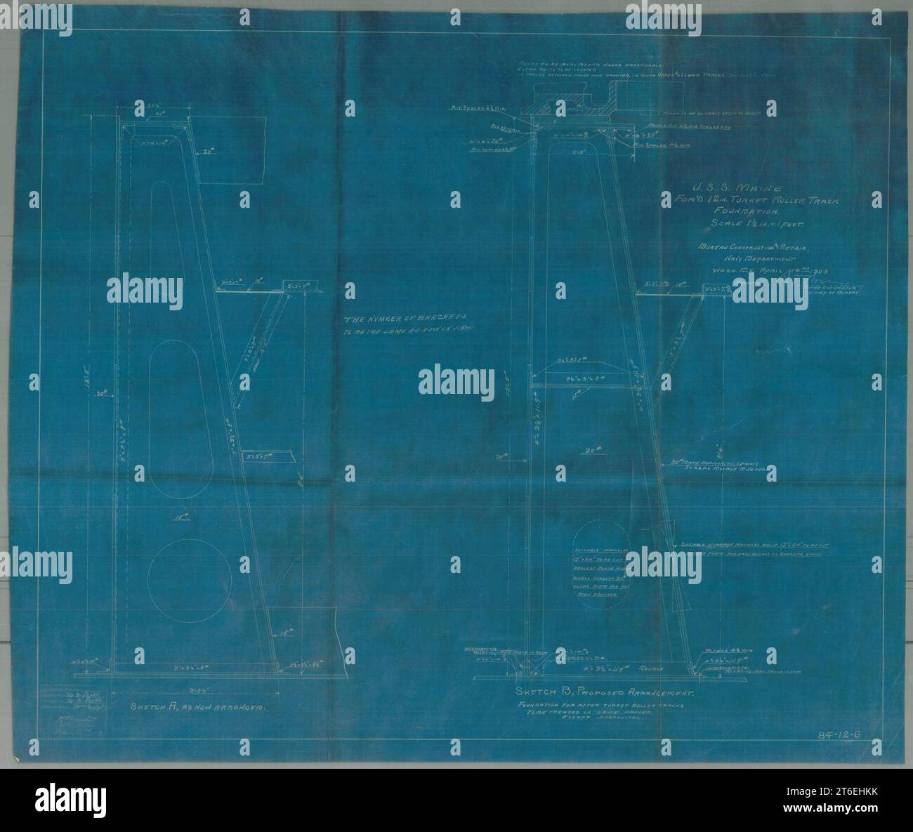 USS Maine (ACR-1)- For'd 12 inch Turret Roller Track Foundation Stock ...