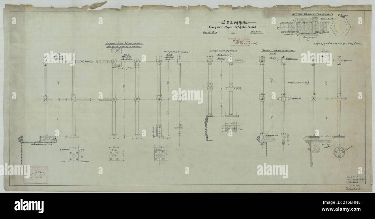 USS Maine (ACR-1)- Guard Rail Stanchions Stock Photo - Alamy