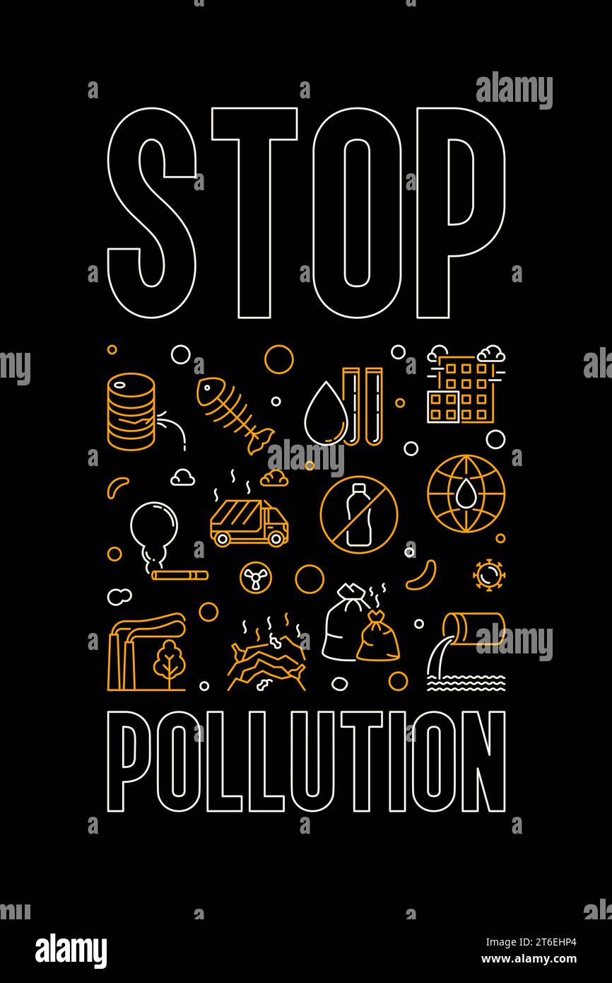 Stop Pollution outline vertical creative Frame or Background. Vector ...