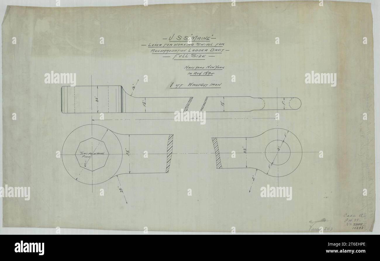 USS Maine (ACR-1)- Lever for Working Swivel For Accommodation Ladder ...