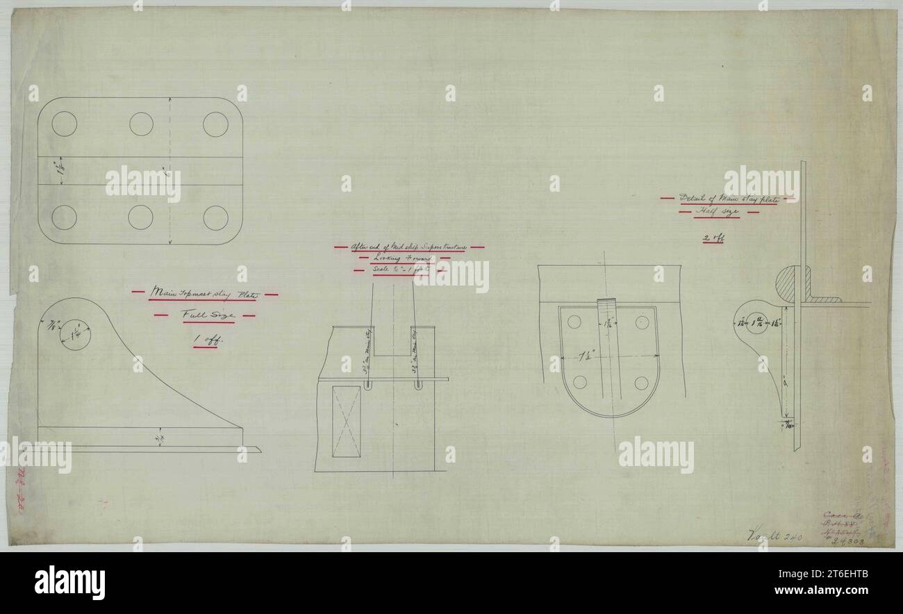 USS Maine (ACR-1)- Main Topmast Stay Plate; After End of Midship ...