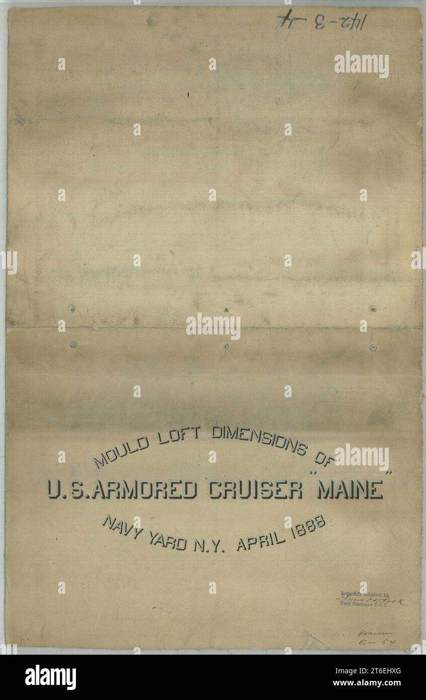 USS Maine (ACR-1)- Mould Loft Dimensions, Booklet 2 Cover Stock Photo ...