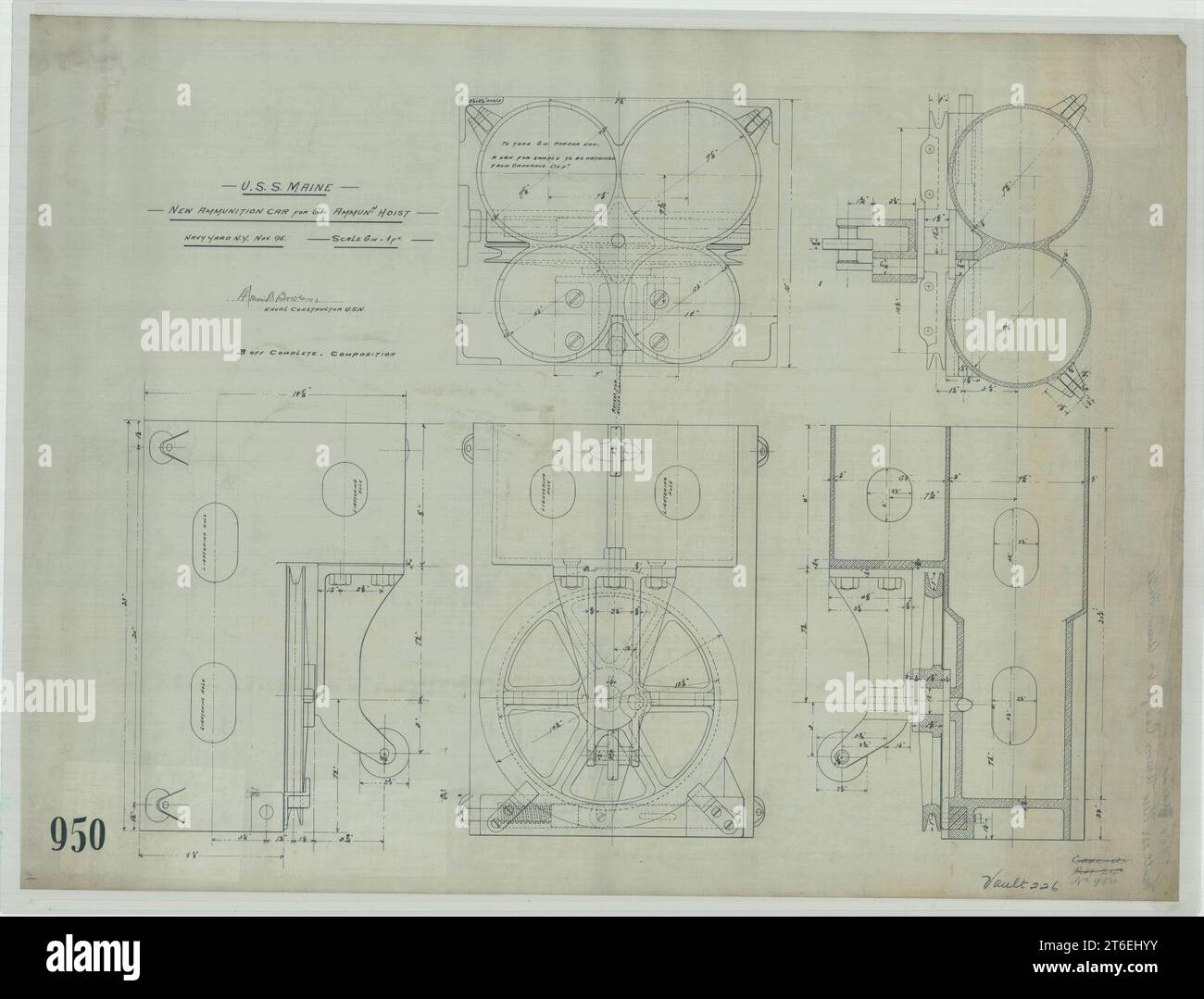 USS Maine (ACR-1)- New Ammunition Car for 6 inch Ammun'n Hoist Stock ...